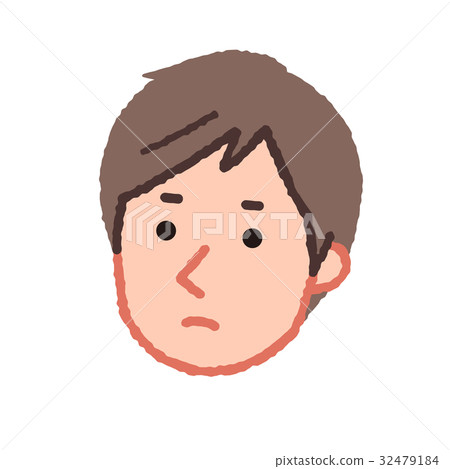 An expressionless man's face slightly brown - Stock Illustration ...