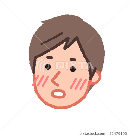 Male face blushing slightly brown hair - Stock Illustration [32479190 ...