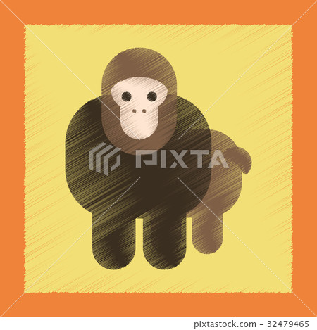 flat shading style icon Cartoon monkey - Stock Illustration [32479465 ...