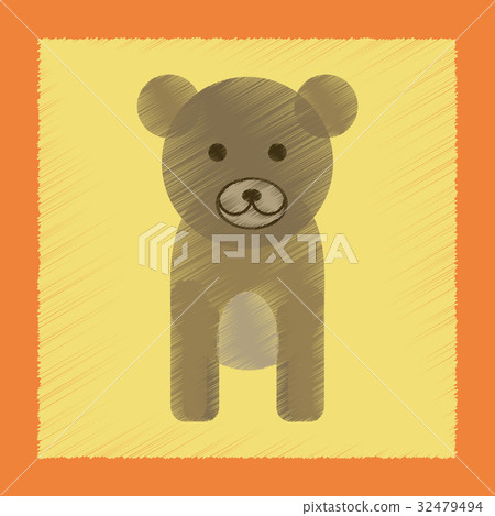 flat shading style icon cartoon bear - Stock Illustration [32479494 ...