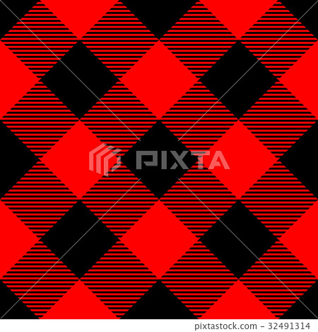 Lumberjack plaid pattern in red and black - Stock Illustration ...