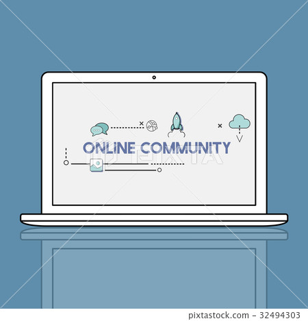 Digital Community Interaction Online... - Stock Illustration [32494303 ...