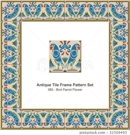 Antique tile frame retro pattern set - Stock Illustration [32509493 ...