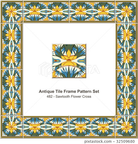 Antique tile frame retro pattern set - Stock Illustration [32509680 ...