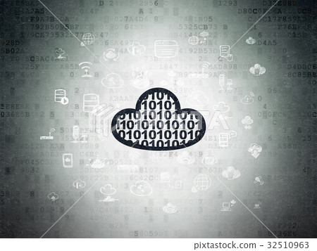 Cloud computing concept: Cloud With Code on - Stock Illustration ...
