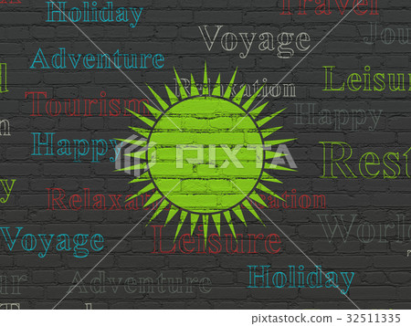Travel concept: Sun on wall background - Stock Illustration [32511335 ...