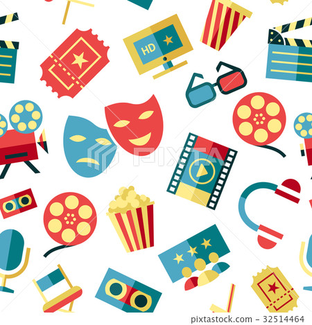 Digital vector red white cinema icons - Stock Illustration [32514464 ...