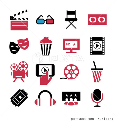 Digital vector red blue 16 cinema - Stock Illustration [32514474] - PIXTA