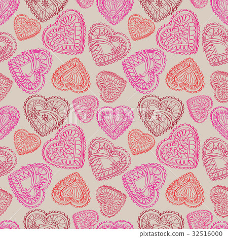 Love heart tiled pattern. Holiday gift background - Stock Illustration ...