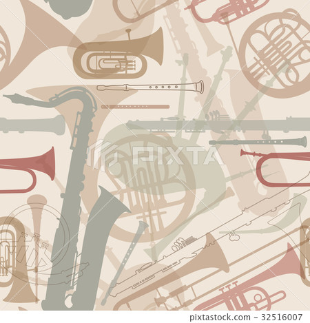 Music Background Musical instruments tiled pattern - Stock Illustration ...