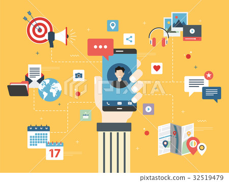 Smart phone apps and communication-插圖素材 [32519479] - PIXTA圖庫