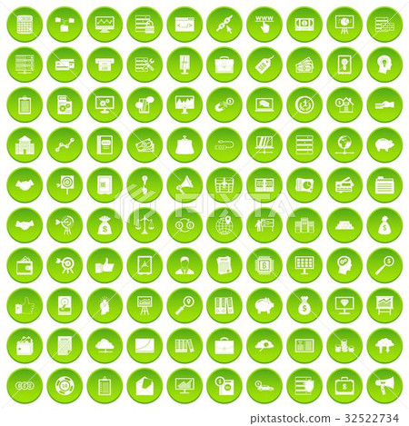 100 business process icons set green circle - Stock Illustration ...