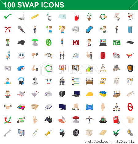 100 swap icons set, cartoon style - Stock Illustration [32533412] - PIXTA