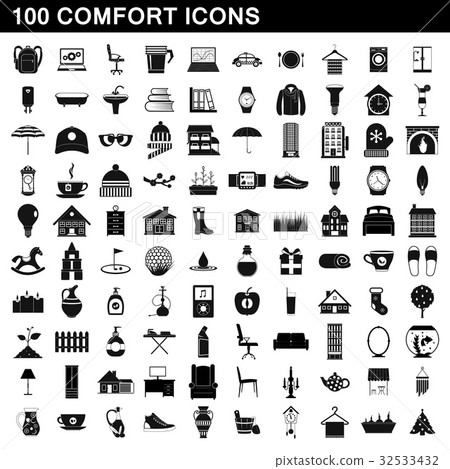 100 comfort icons set, simple style - Stock Illustration [32533432] - PIXTA