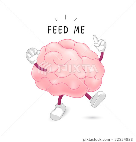 Brain character with feed me sign. - Stock Illustration [32534888] - PIXTA