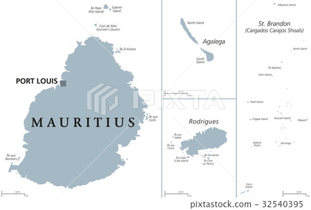 Mauritius political map - Stock Illustration [32540395] - PIXTA