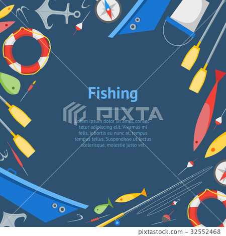 Cartoon Fishing Banner Card. Vector - Stock Illustration [32552468] - PIXTA