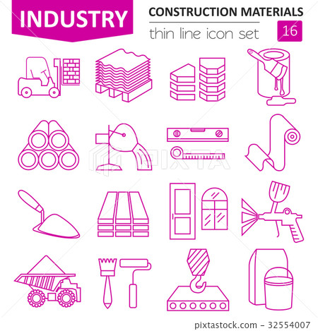 Construction and finishing materials icon set - Stock Illustration ...