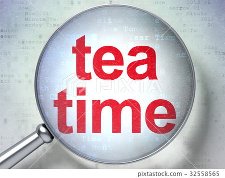 Timeline concept: Tea Time with optical glass - Stock Illustration ...