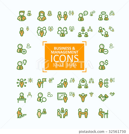 Set of vector illustrations fine line icons - Stock Illustration ...