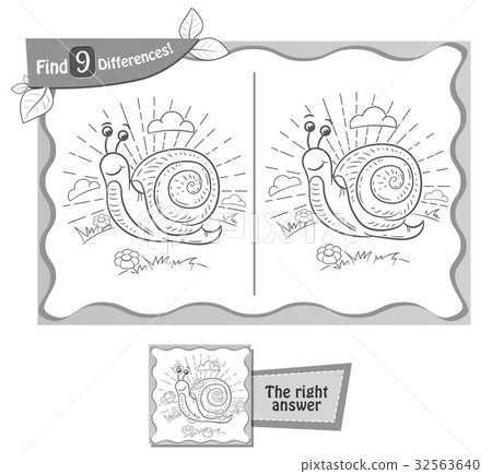 find 9 differences game snail - Stock Illustration [32563640] - PIXTA