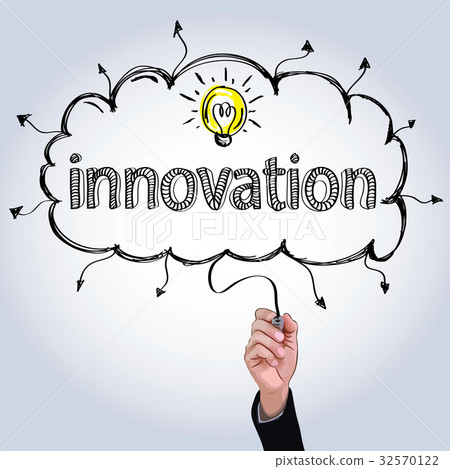 Hand drawing innovation with light bulb in cloud -插圖素材 [32570122] - PIXTA圖庫