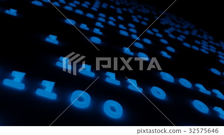 abstract binary code glow blue background 3d-插圖素材 [32575646] - PIXTA圖庫