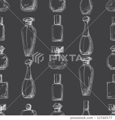 Seamless pattern with perfume bottles. - Stock Illustration [32580577 ...