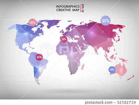 Abstract creative concept vector map of the world - Stock Illustration ...