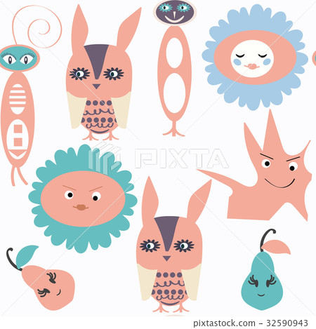 Odd monsters seamless pattern. - Stock Illustration [32590943] - PIXTA