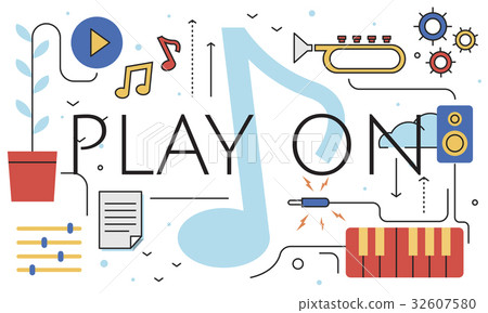 Music Note Melody Sound Play Word Graphic - Stock Illustration ...