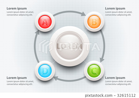 Colorful four topics 3d paper with white circle - Stock Illustration ...