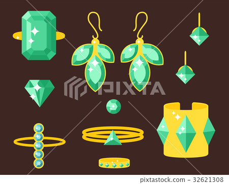 Vector jewelry items gold elegance gemstones - Stock Illustration ...