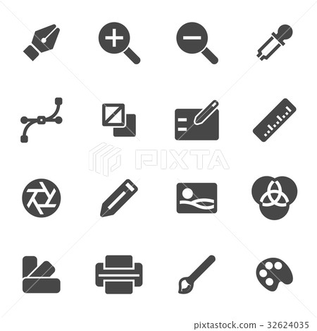 Vector black graphic design icons set - Stock Illustration [32624035 ...