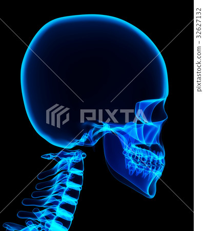 3D illustration of shiny blue skeleton system. - Stock Illustration ...