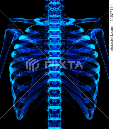 3D illustration of shiny blue skeleton system. - Stock Illustration ...