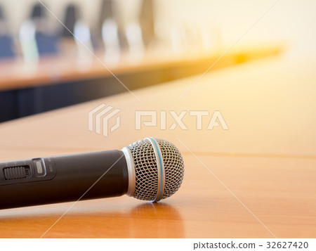 microphone On the table at the meeting room. - Stock Photo [32627420 ...