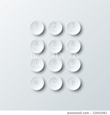Simple white 3d number dial button paper - Stock Illustration [32642061 ...