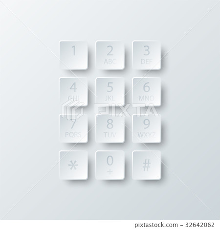 Simple white 3d number dial square button paper - Stock Illustration ...