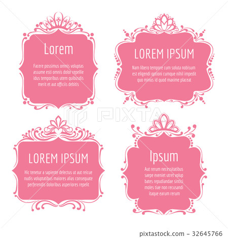Beautiful pink frames with princess crowns - Stock Illustration ...