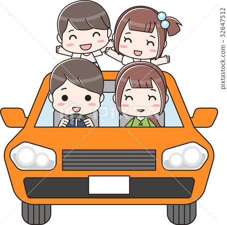 Families riding in the car - Stock Illustration [32647512] - PIXTA