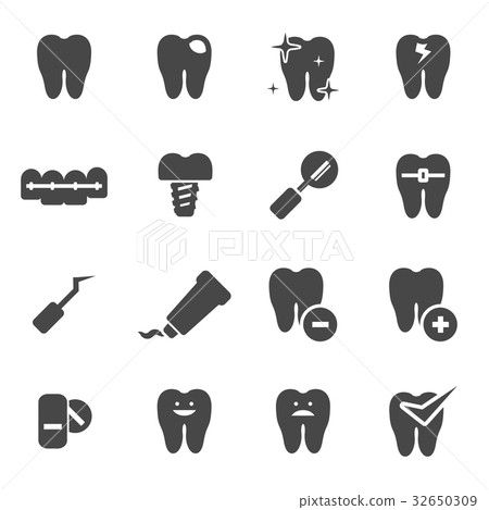 Vector black teeth icons set - Stock Illustration [32650309] - PIXTA