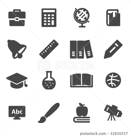 Vector black education icons set - Stock Illustration [32650357] - PIXTA