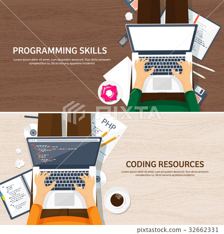 Programming,coding. Flat computing background - Stock Illustration ...