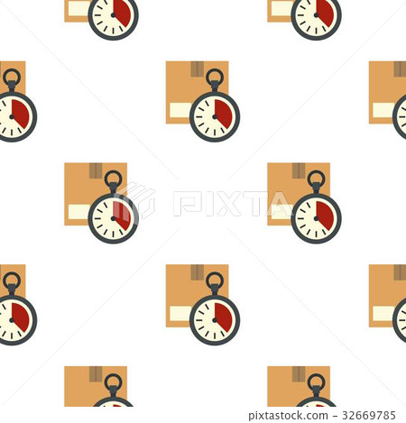 Cardboard box with stopwatch pattern flat - Stock Illustration ...