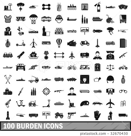 100 burden icons set, simple style - Stock Illustration [32670430] - PIXTA