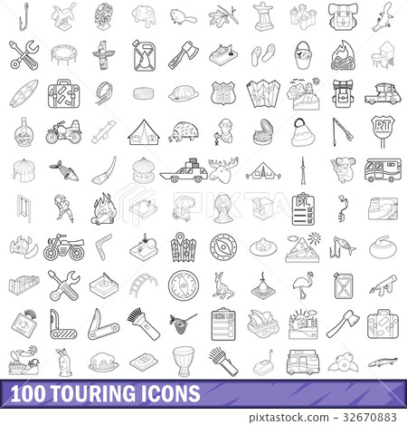 100 touring cons set, outline style - Stock Illustration [32670883] - PIXTA