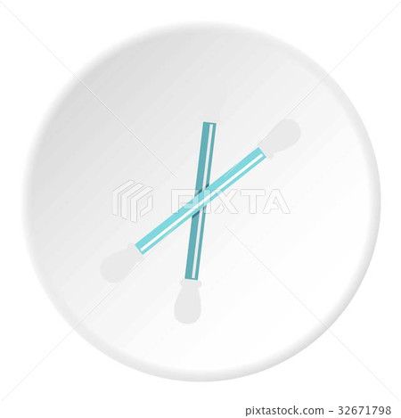Blue plastic cotton swabs icon circle - Stock Illustration [32671798 ...