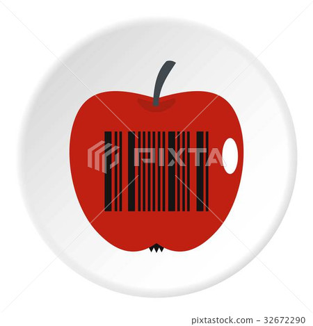 Red apple with barcode icon circle - Stock Illustration [32672290] - PIXTA