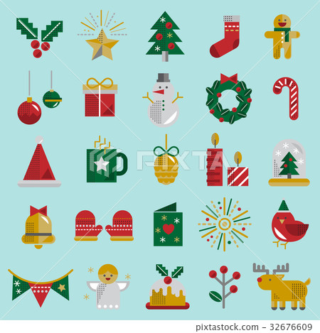 Christmas Vector Icon Set Collection Concept - Stock Illustration ...